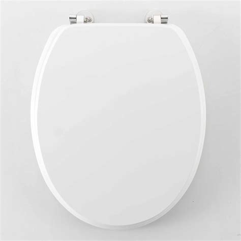 Siège de toilette WC siège MDF blanc mat avec charnières métalliques