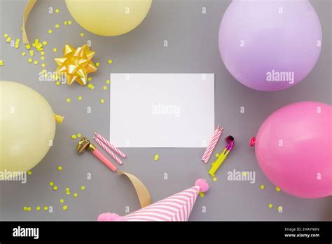 Happy Birthday Background Flat Lay Colorful Party Decoration With