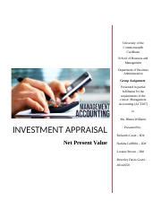 Net Present Value Project Docx University Of The Commonwealth Caribbean Babe Of Business And