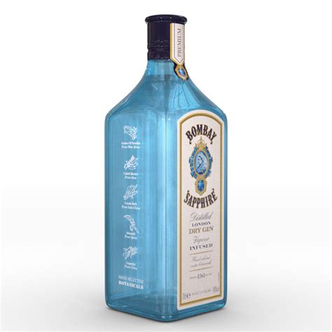 Bombay Sapphire 70cl Bottle 3d Model 50 3ds C4d Fbx Ma Max Obj