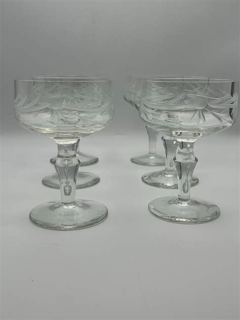 Vintage Champagne Cocktail Coupe Glasses Art Deco Set Of 6 Etsy