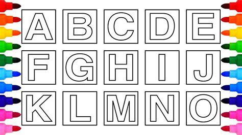 영어놀이 네모칸 안에 A부터 Z까지의 알파벳 대문자를 색상펜으로 색칠하면서 영어 배우기 Coloring English Uppercase Alphabets From A