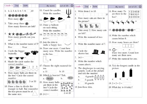 Mental Math Test Grade 1 Pdf