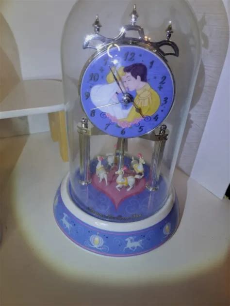 Disney Princess Cinderella Clock Porcelain Face Dial Glass Dome £23 96