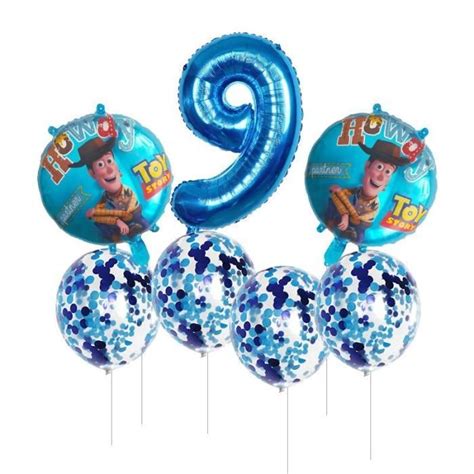 Ruby Ballons Buzz Lightyear Pour Enfants 7 Pièces Nombres Bleu Rose Argent Feuille D