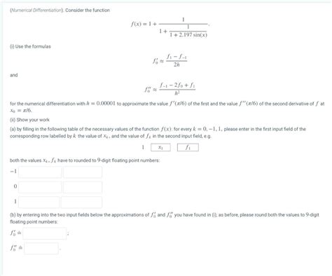 Solved Numerical Differentiation Consider The Functi