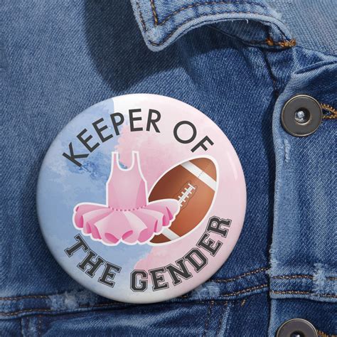 Keeper Of The Gender Gender Reveal Pin Button Touchdowns Or Tutus