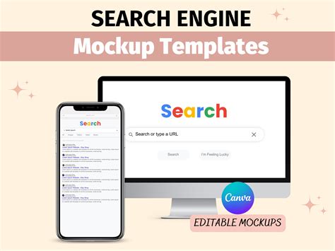 Search Engine Mockup Canva Template Browser Digital Mockup Editable Search Results Search