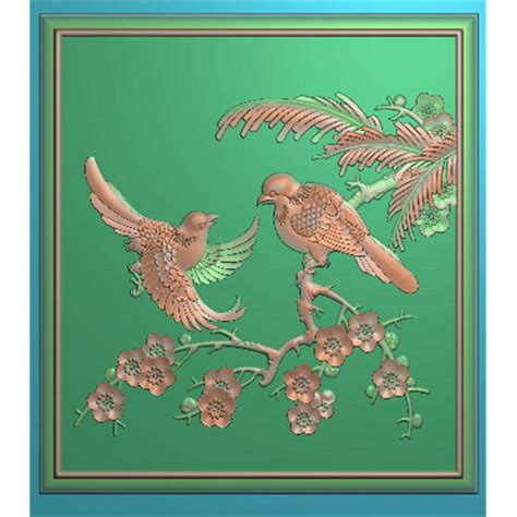 檀雕花鸟mn13仿古四季花鸟门板背板靠背精雕图浮雕图电脑雕刻图北京精雕花鸟