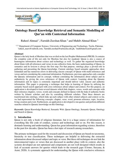 Pdf Ontology Based Knowledge Retrieval And Semantic Modelling Of Quran With Contextual