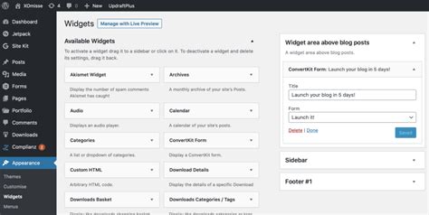 how to add a widget area above your wordpress blog posts