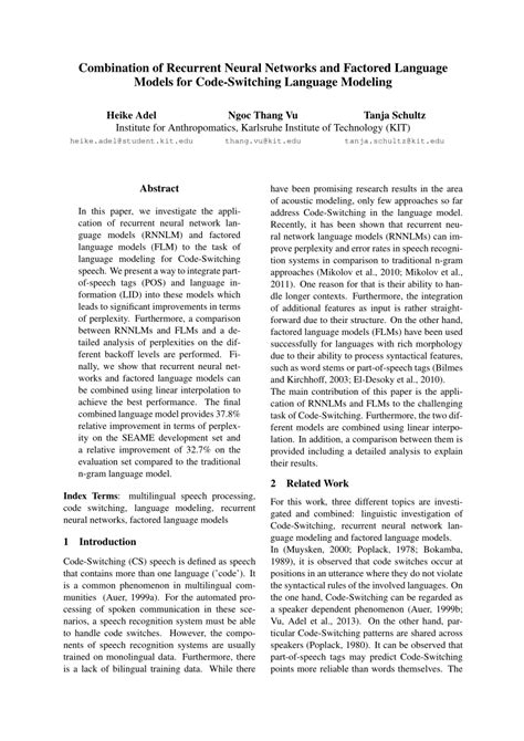 Pdf Combination Of Recurrent Neural Networks And Factored Language