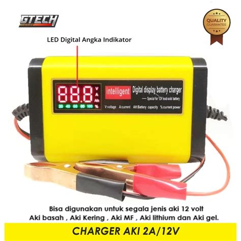 Jual Charger Aki Portable 2A 12V Mobil Motor Digital Display Casan Aki