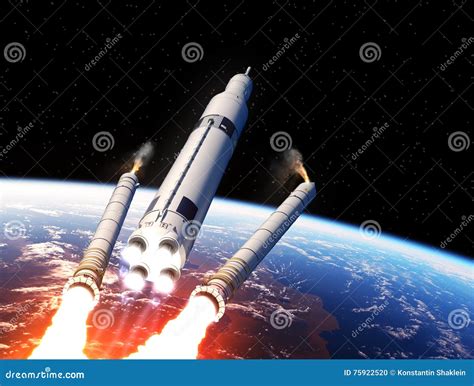 Space Launch System Solid Rocket Boosters Separation Over The Earth Stock Illustration