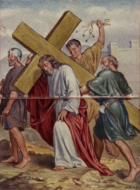 03145 Retablo cerámico Escena de Vía Crucis Quinta estación Iglesia