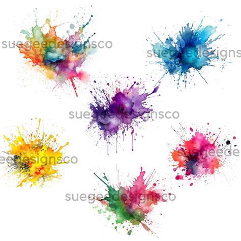 Watercolor Splash Png Clipart Set Png Digital Bundles Sublimation