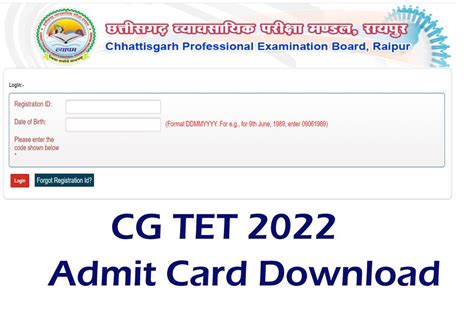 Cg Tet Admit Card Download 2022 Chhattisgarh Tet Hall Ticket Download