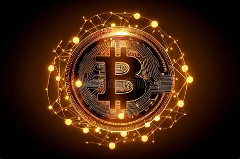 Bitcoin Symbol In Golden Rays Generative AI Generative AI Stock Illustration Illustration