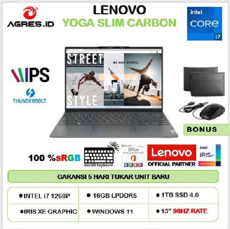 Jual Lenovo Yoga Slim I Carbon Touch I P Gb Tbssd Iris Xe K Hz Win Ohs Di