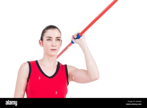 Female Athlete Throwing A Javelin Stock Photo Alamy
