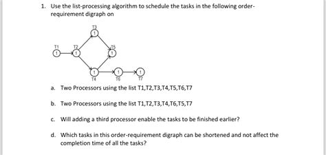 Solved Use The List Processing Algorithm To Schedule The Chegg