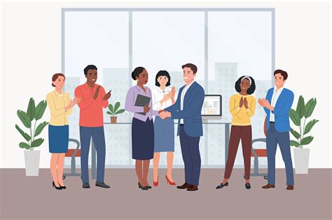 비즈니스 팀은 성공적인 프로젝트를 축하합니다 행사에서 감사를 표하거나 감사를 표하는 전성의 남성과 여성 박수갈채에 대한 스톡 벡터 아트 및 기타 이미지 Istock