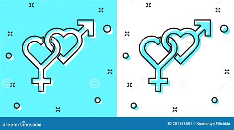 Black Line Gender Icon Isolated On Green And White Background Symbols