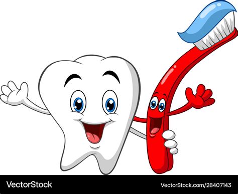 Cartoon Dental Tooth Holding Toothbrush Royalty Free Vector