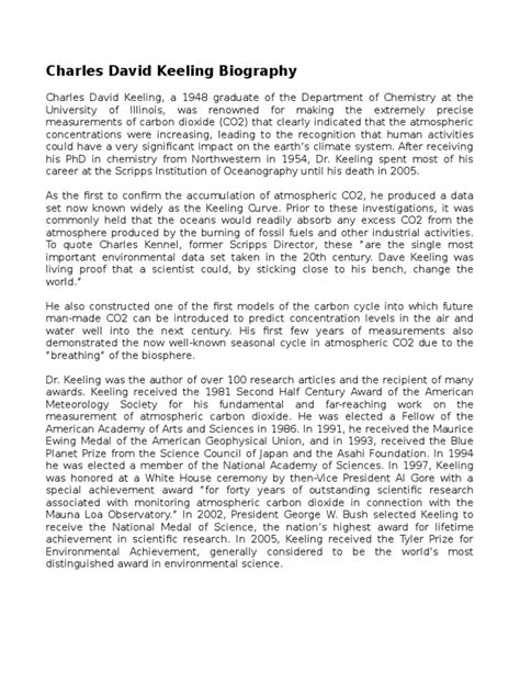 Charles David Keeling Biography Pdf Atmosphere Carbon