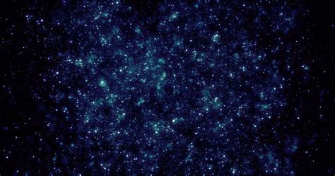 Abstract Background Of Blue Glowing Shiny Digital Flying Dots Of
