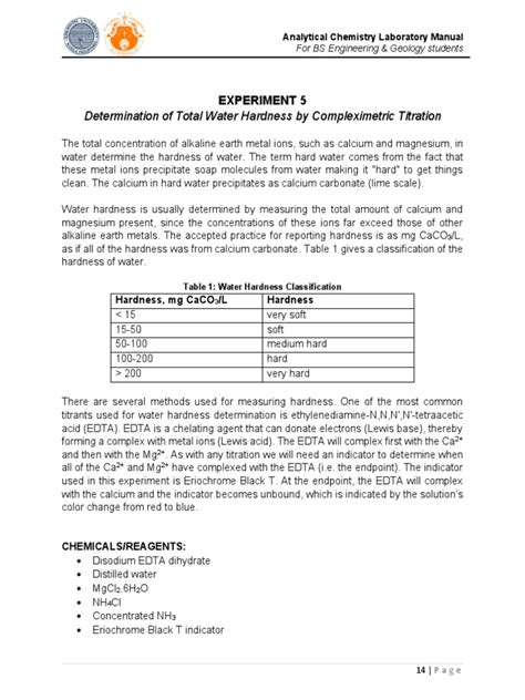 Experiment 7 Edta Lab Manual Pdf Titration Chemistry