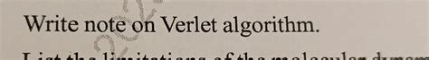 Write Note On Verlet Algorithm