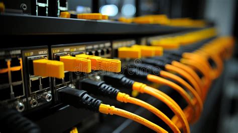 Multiple High Speed Ethernet Network Cables Meticulously Connected And Plugged Into A Network