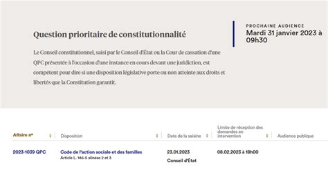 Conseil Constit On Twitter Saisine De L Affaire N QPC Ce Janvier Https