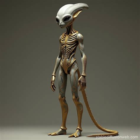 Alien Human Hybrid Species In Gold Attire Stable Diffusion Online