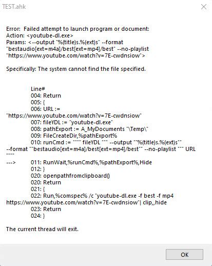 Ahk Youtube Dl Command Problem Rautohotkey