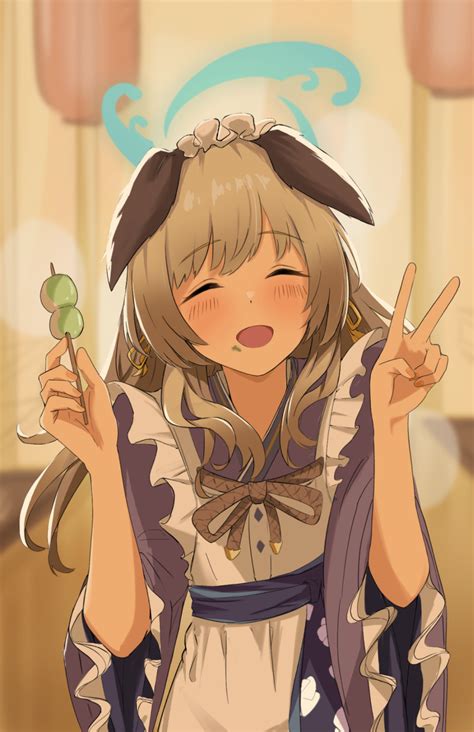 Safebooru 1girl 4jiri Apron Blue Archive Blurry Blurry Background
