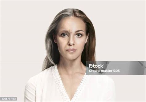 비교입니다 문제 하 고 깨끗 한 피부 노화 및 청소년 개념 치료와 아름 다운 여자의 초상화 개념에 대한 스톡 사진 및 기타 이미지 Istock