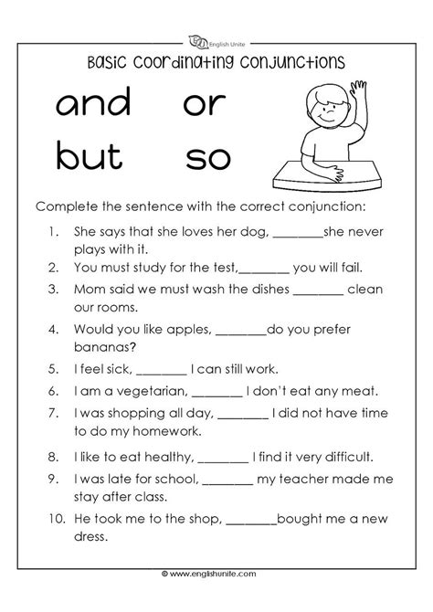 Basic Coordinating Conjunctions Worksheet Adjective Worksheet Nouns