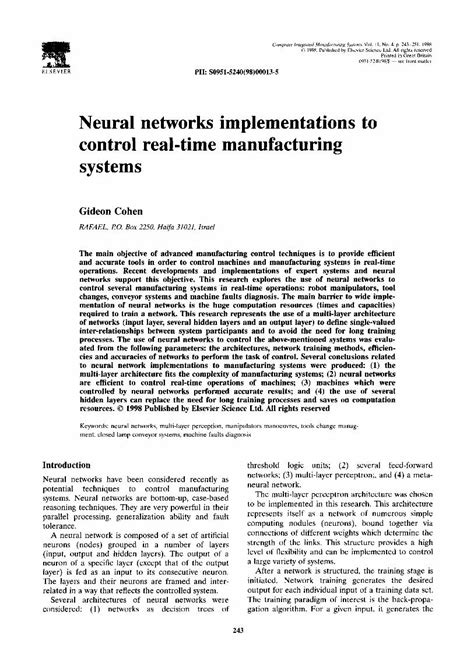 Pdf Neural Networks Implementations To Control Real Time