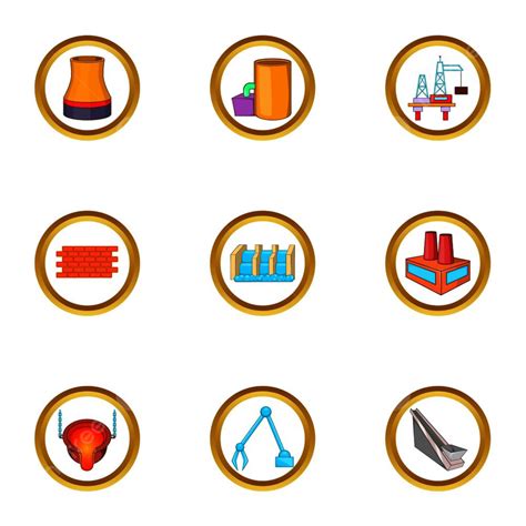 Factory Cartoon Vector Png Images Factory Icons Set Icon Cartoon