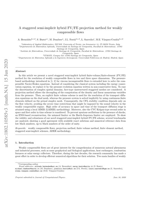 Pdf A Staggered Semi Implicit Hybrid Fvfe Projection Method For