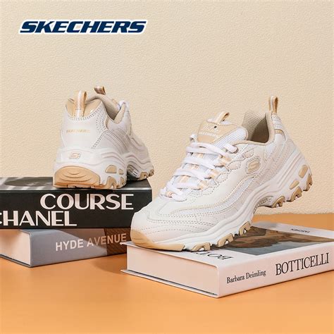 Skechers斯凯奇女鞋小甜豆春秋夏季款厚底老爹鞋自然色复古熊猫鞋虎窝淘