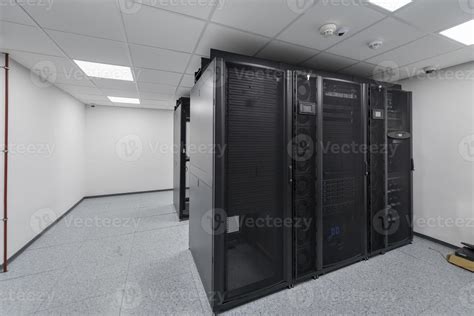 Data Center With Multiple Rows Of Fully Operational Server Racks