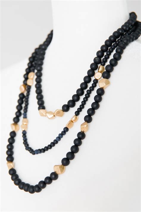 Wood And Metal Bead Necklace Black New Arrivals The Blue Door Boutique