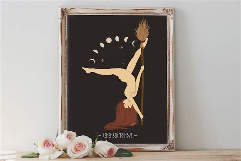 Art Print Witch And Broom Pole Dance Moon Goddess Remember Etsy