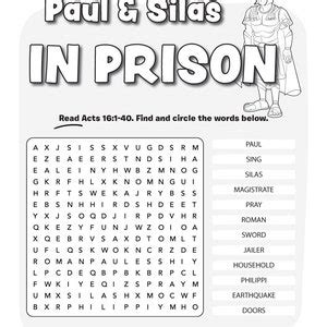 Bible Miracles Paul Silas In Prison Activity Book Etsy