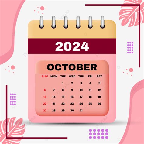 2024년 10월 달력 십월 2024년 달력 Png 일러스트 및 벡터 에 대한 무료 다운로드 Pngtree