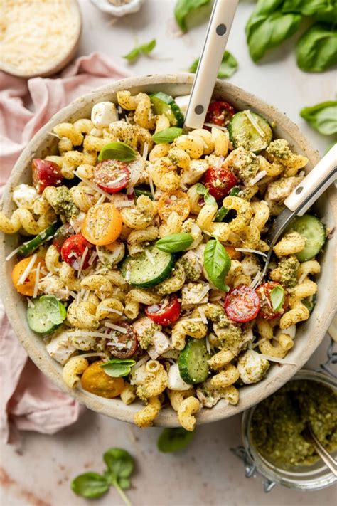 Chicken Pesto Pasta Salad With Whole Food Ingredients