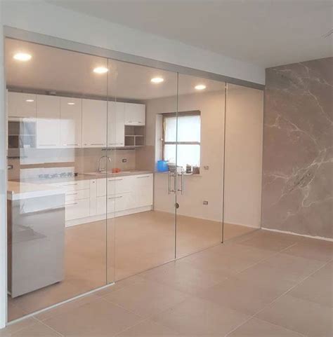 Frameless Glass Door Flush Door And Fixed Glass Partition